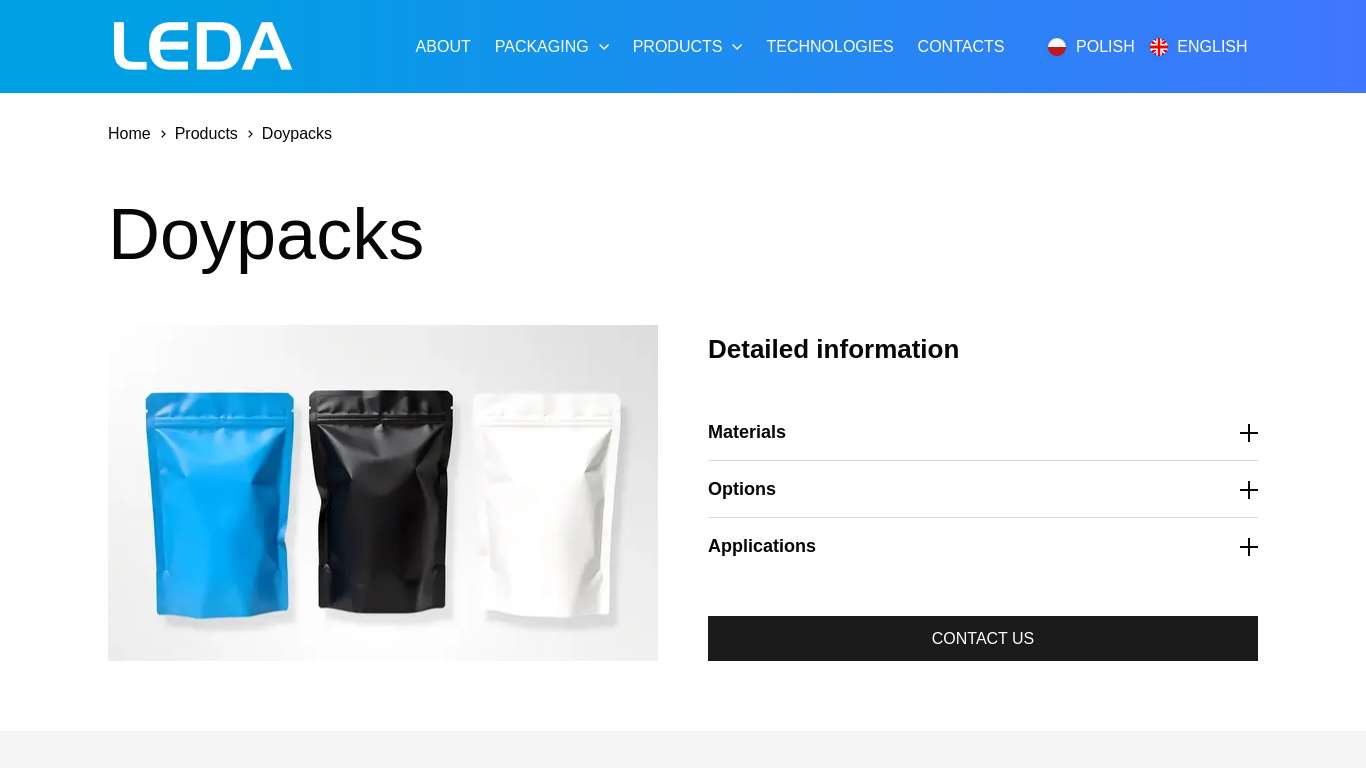 Stand Up Pouches (Doypacks) | LEDA